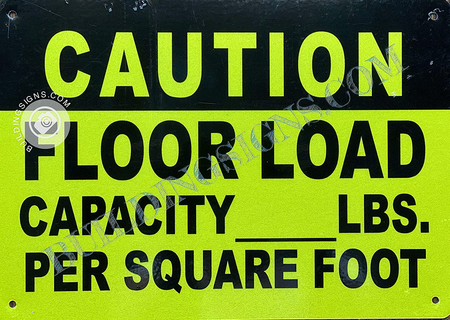 Caution Floor Load Capacity Sign (Reflective, Aluminium, Yellow ...
