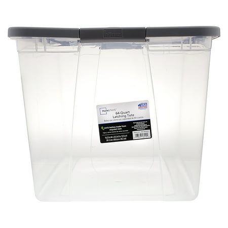 Mainstays 64 Quart Latching Clear Storage Tote with Titanium Silver Lid ...