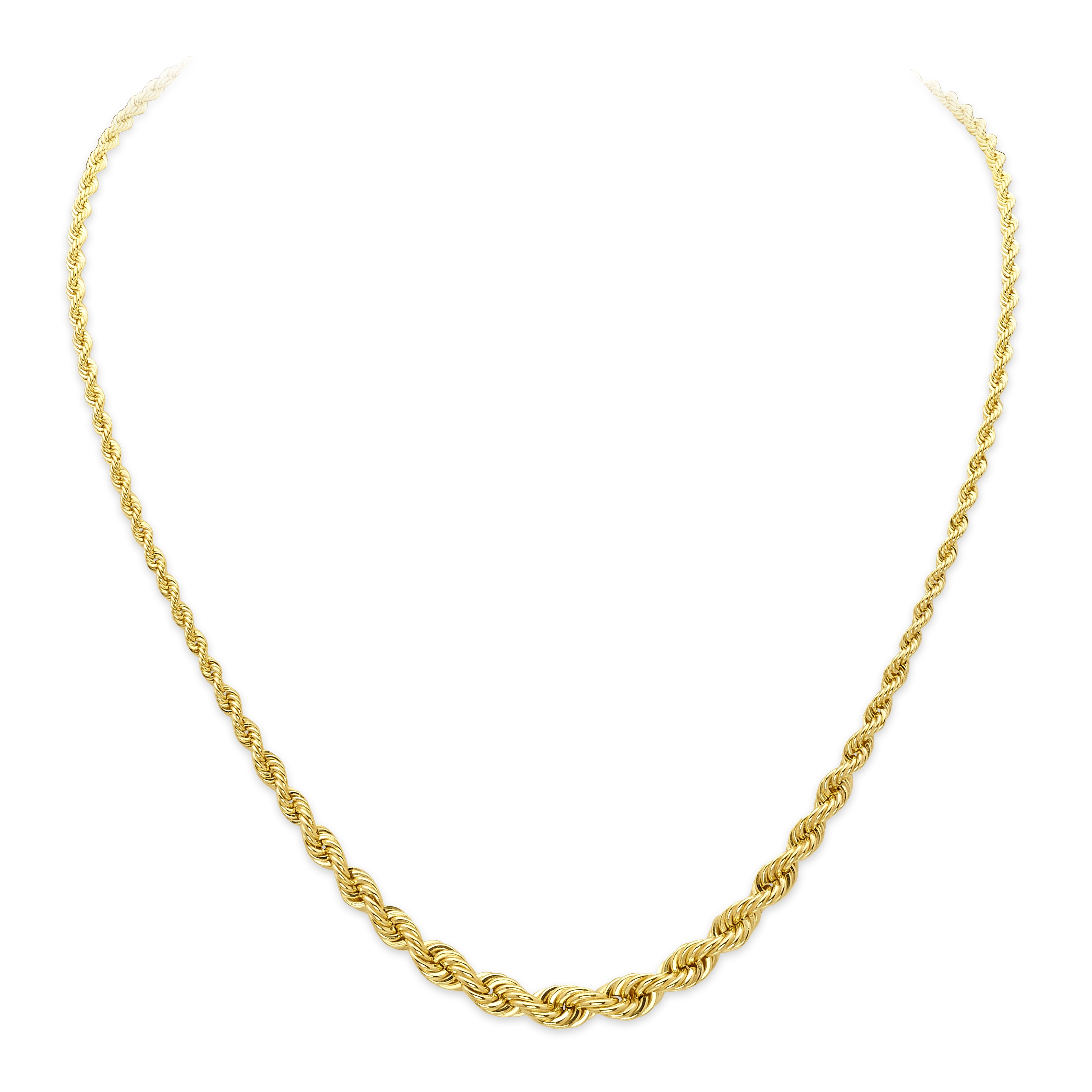 Wellingsale 14k Yellow Gold Polished 5mm Graduated Hollow Rope Chain ...