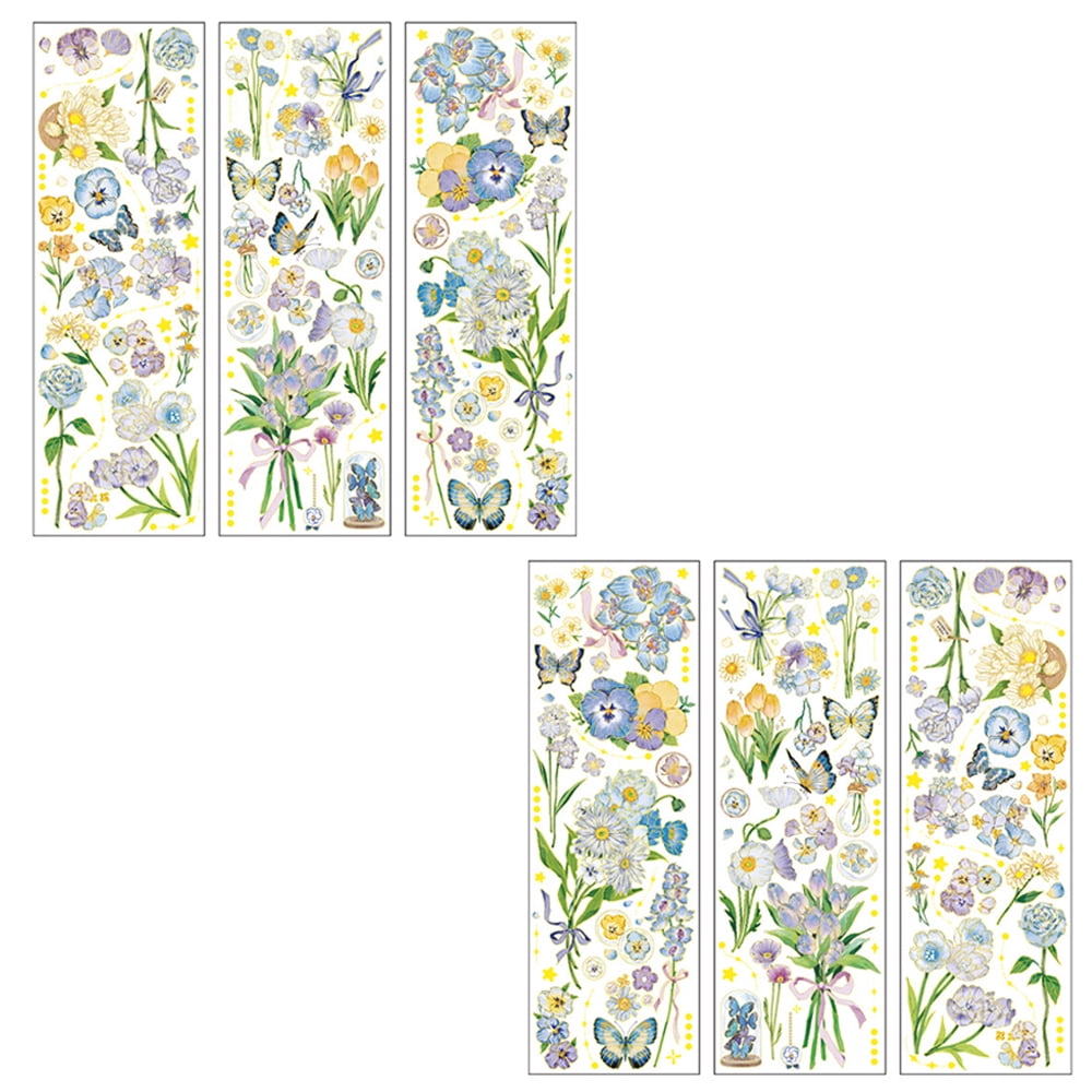2pack 6pcs Vintage Floral Scrapbook Stickers Flowers Waterproof ...