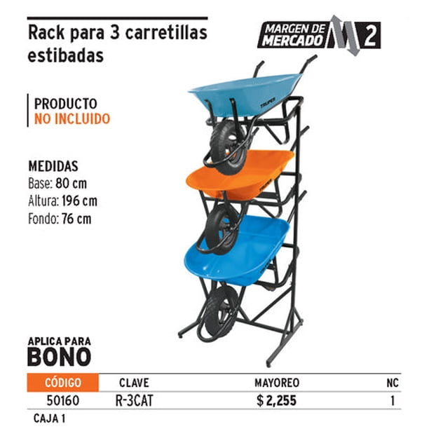 Rack para 3 carretillas estibadas, Truper Truper R-3CAT | Walmart en línea