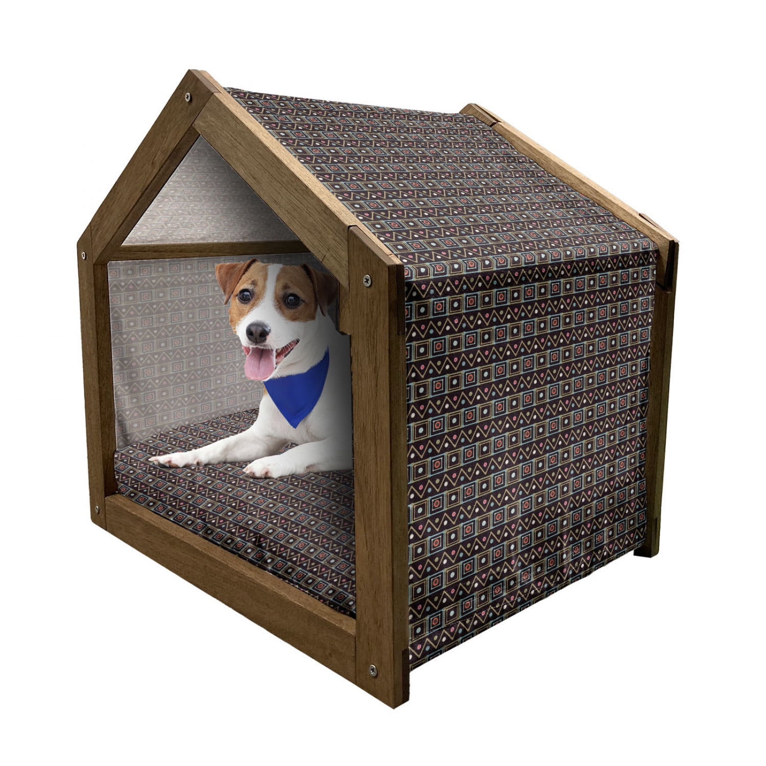 African Pet House, Horizontal Native Borders in Lively Colors Squares ...
