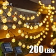 200 LED Crystal Ball Solar String Lights, Waterproof Outdoor Fairy ...