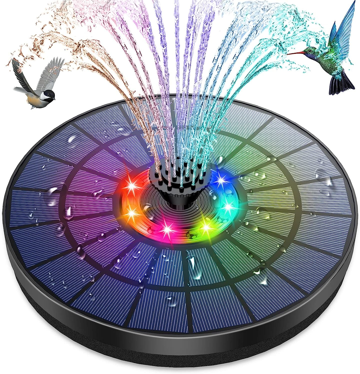 AMZtime LED Solar Fountain Pump Upgraded 5.5W Solar Powered Pump with 7 ...