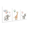 3 Panels Watercolor Jungle Safari Animals Wall Art, Animals Elephant ...
