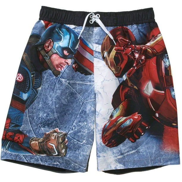 Marvel - Marvel Avengers Captain America Iron Man Swim Trunks Boy Size ...