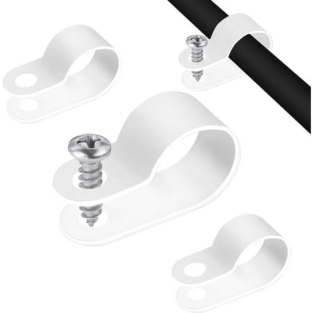 HTWW 100 Pack 1/4 Inch R-Type Clip Cable Fastener Wire Clamp Nylon ...