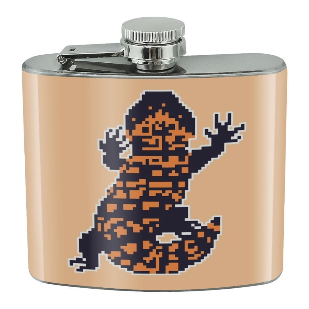 Gila Monster Pixel Lizard Stainless Steel 5oz Hip Drink Kidney Flask ...