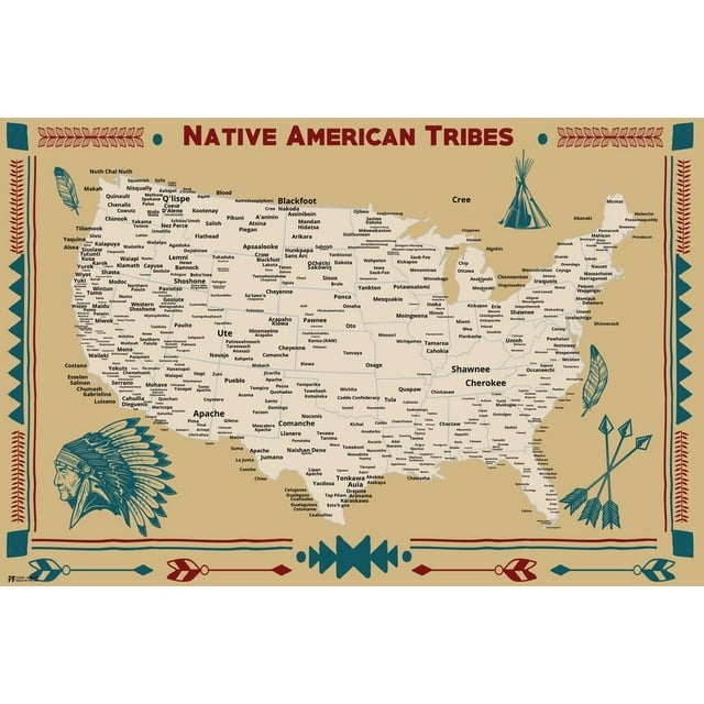 Native American Tribes State Icons Map Native Indigenous People Picture ...