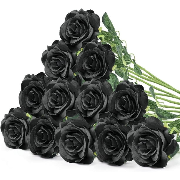 Click here for Mocoosy 12 Pcs Rose Artificial Flowers  Black Fake... prices
