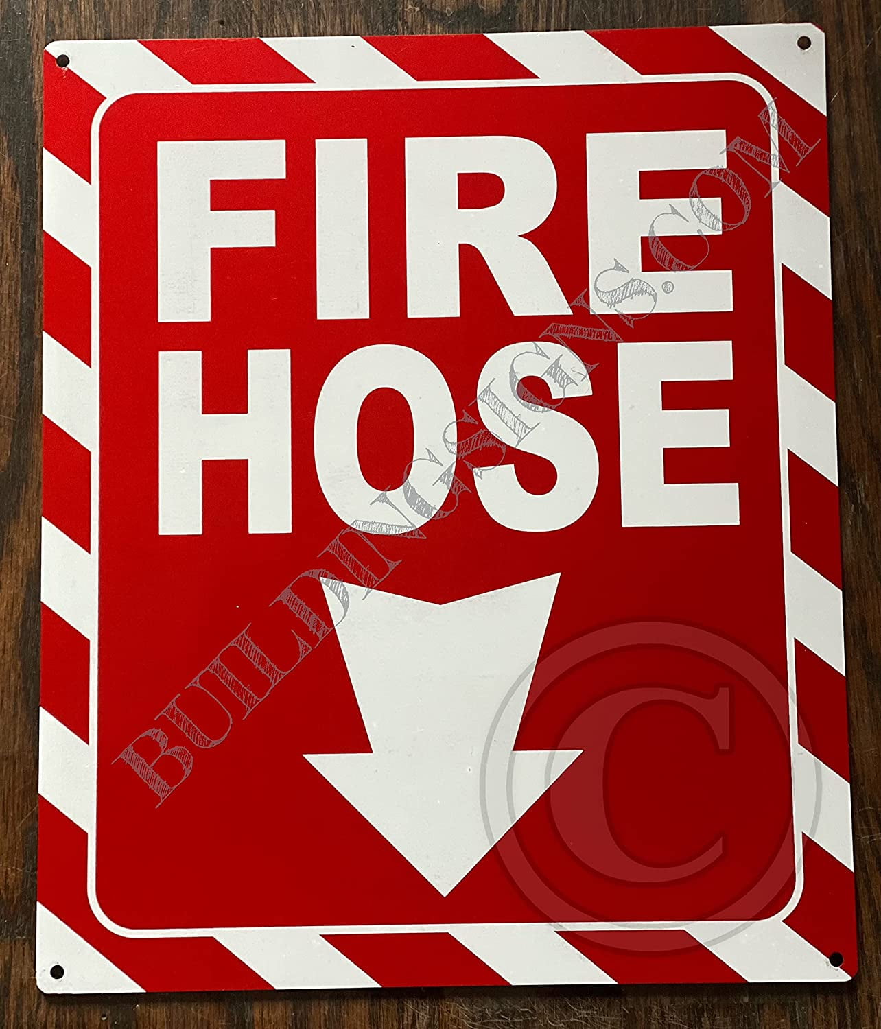 FIRE Hose Arrow Down Sign (Aluminum Reflective Signs, RED 10x12)-Zebra ...
