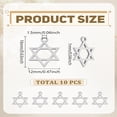 10Pcs 201 Stainless Steel Pendants for Jewish Star of David Stainless ...