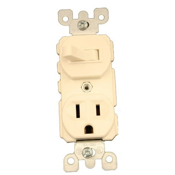 Leviton 5225-T 1-Pole Traditional Duplex AC Combination Receptacle ...