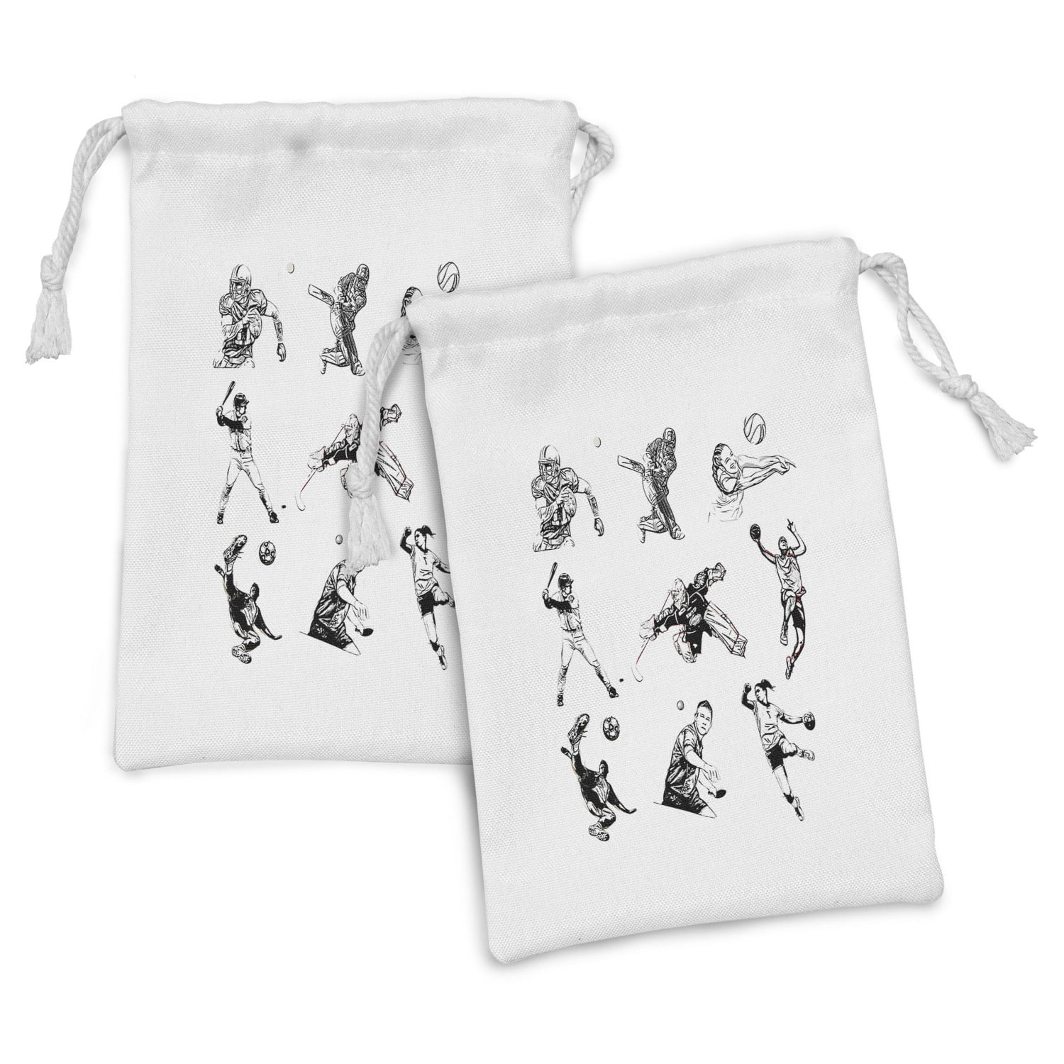 Olympics Fabric Pouch Set of 2, Basketball Football Volleyball Cricket ...