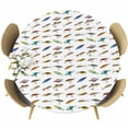 Cartoon Colorful Bait Round Fitted Tablecloth with Elastic Edge ...