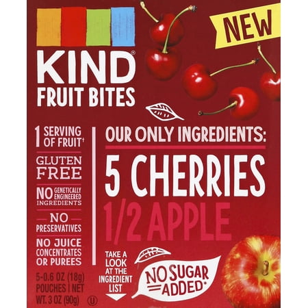 KIND Fruit Bites, Cherry Apple Fruit Bites, 5 Count, Gluten Free, No ...
