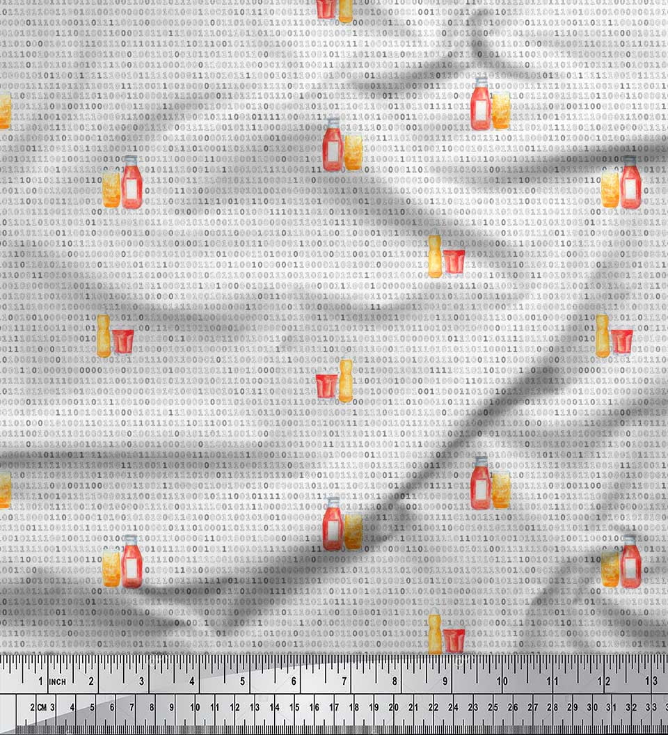 Soimoi Gray Velvet Fabric Numbers & Glass Kitchen Print Fabric by the ...