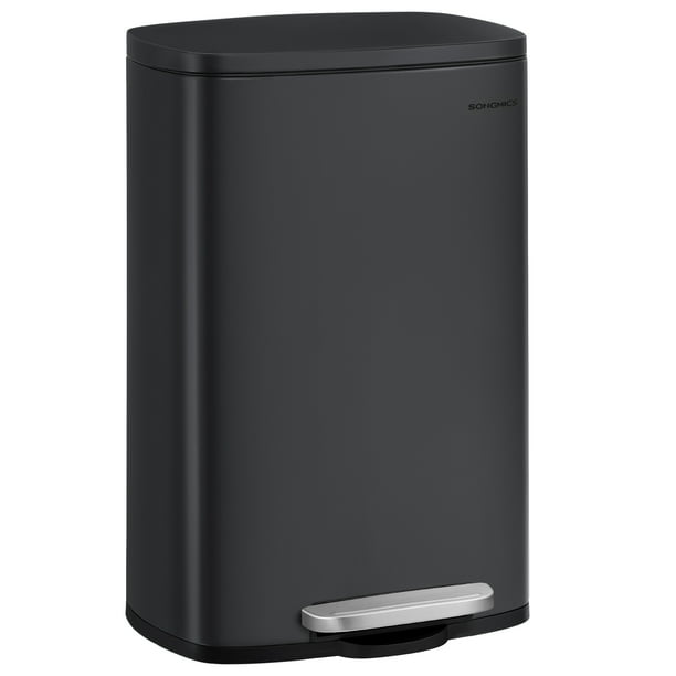 SONGMICS 13 Gallon (50 L) Trash Can, Stainless Steel Kitchen Garbage ...