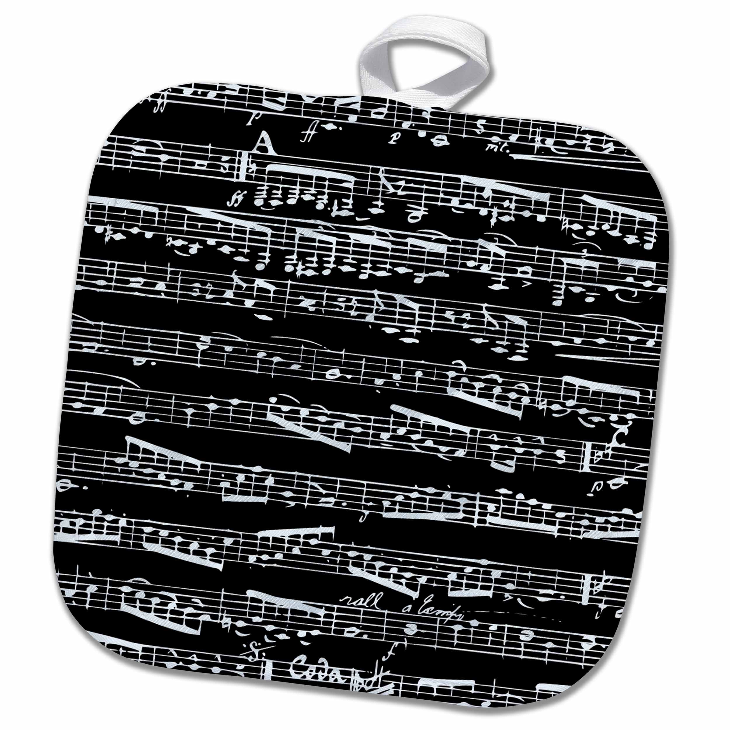 3dRose Black and white Musical notes - stylish sheet music - piano ...
