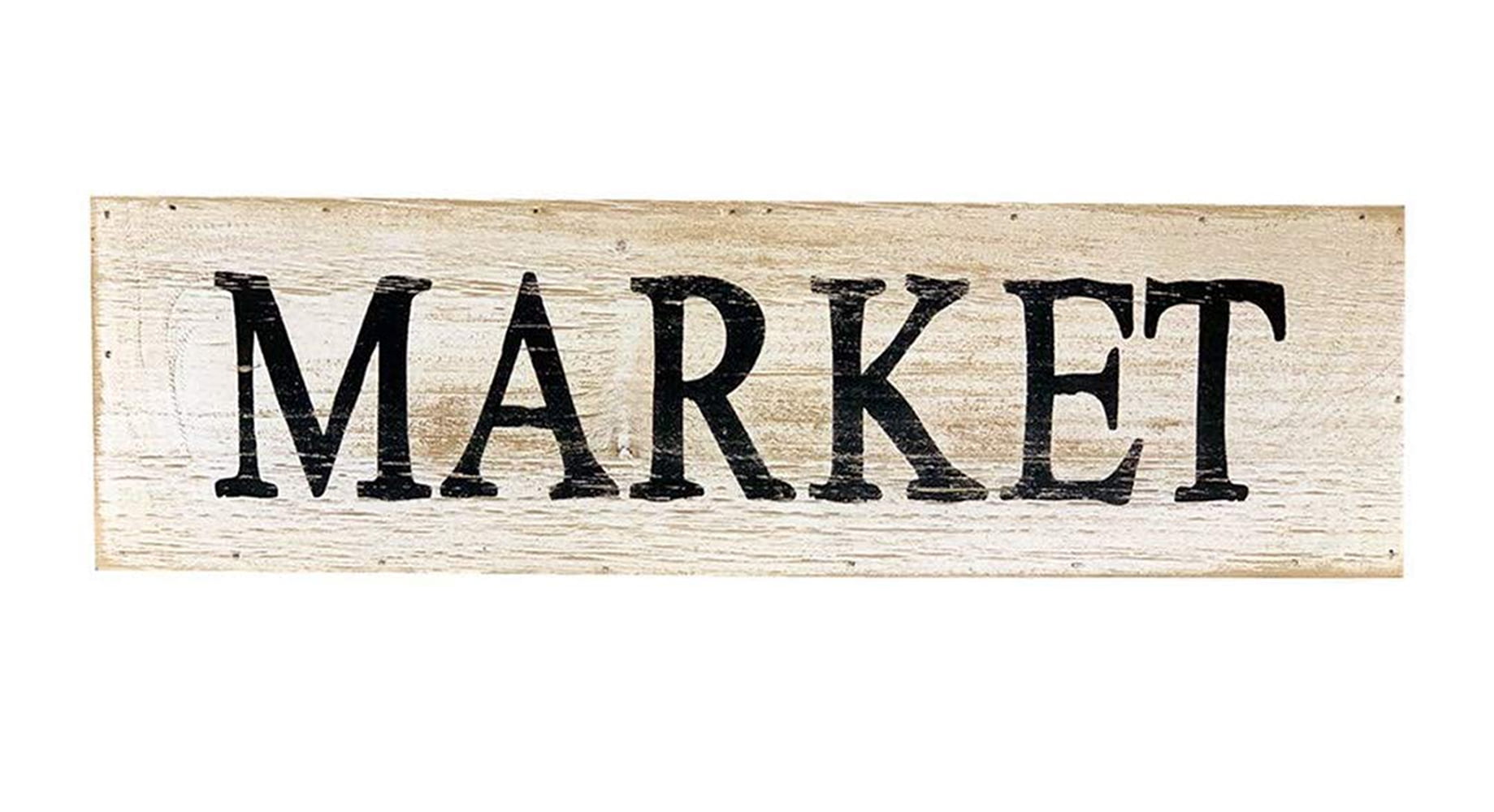 Parisloft Indoor Market Farmhouse Wood Wall Sign, White, 15.75 x 1 x 4. ...