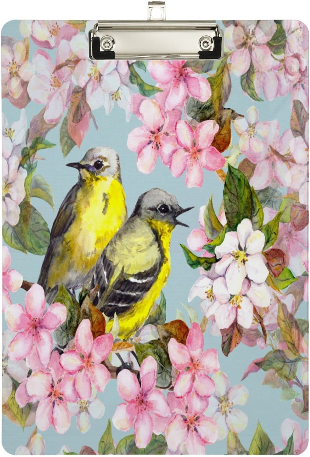FMSHPON Watercolor Spring Flowers Couple Birds Clipboard Hardboard Wood ...