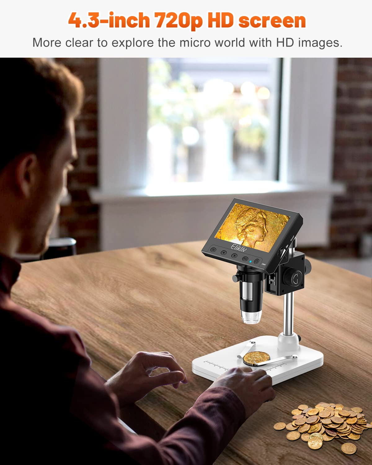 Buy Coin Microscope, 4.3 LCD Digital Microscope 1000x, USB Coin ...