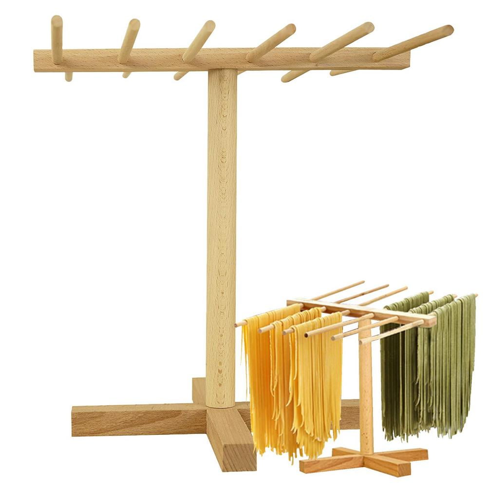 Tohuu Pasta Rack Stable Wooden Pasta Board with 12 Arms Spaghetti ...
