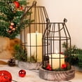 ACDANC Rustic Wire Metal Cloche 2pcs Candle Lantern Decorative Indoor ...