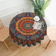 Blue Orange Mandala Round Tablecloth Waterproof Oil-Proof Plastic Table ...