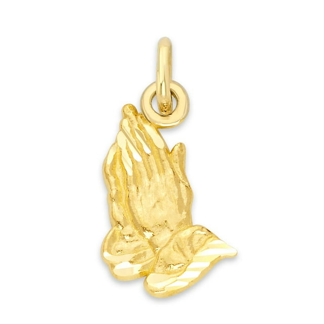 Real Solid Gold Prayer Hands Charm in 10k or 14k Gold, Dainty Religious ...