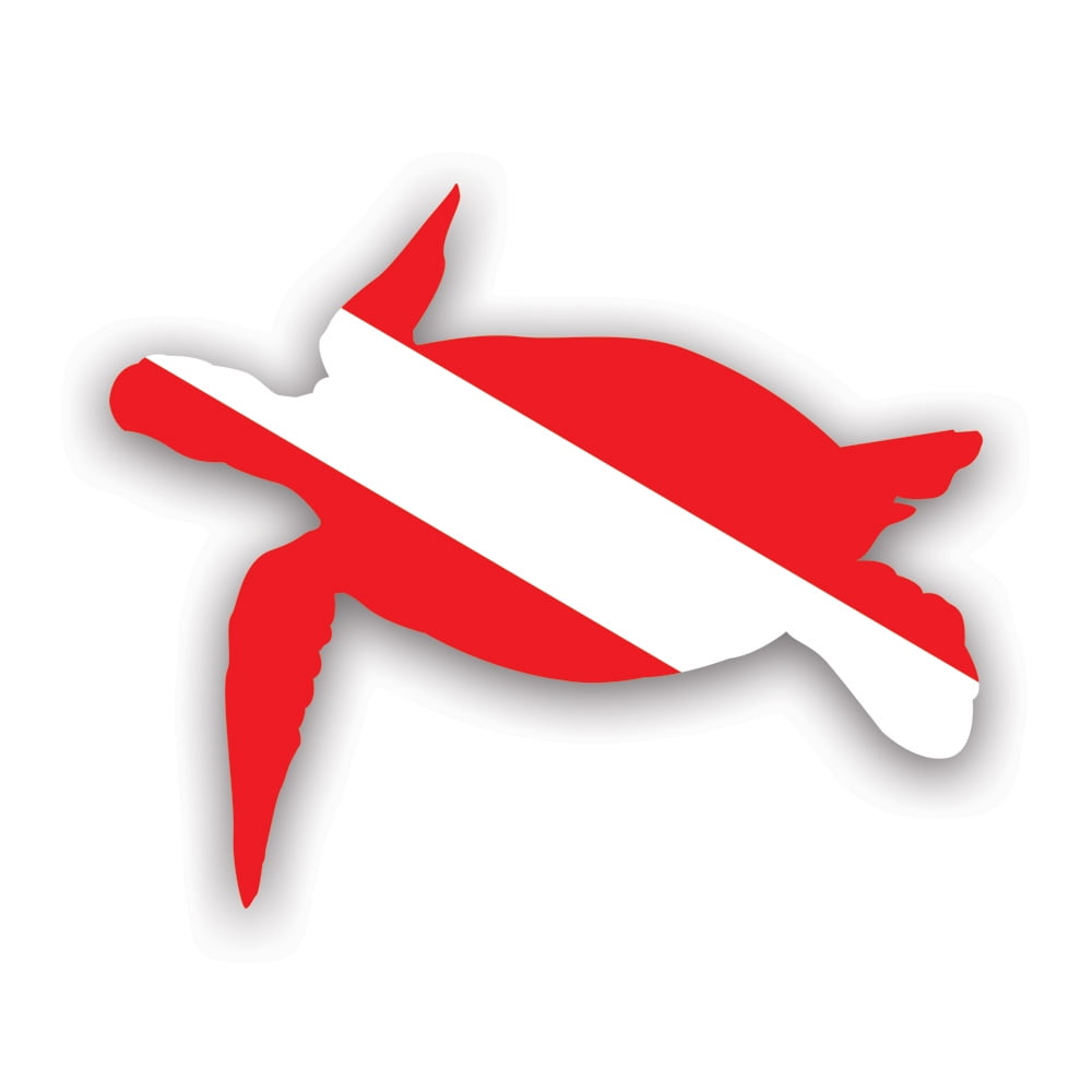 Sea Turtle Dive Flag Sticker Decal - Self Adhesive Vinyl - Weatherproof ...