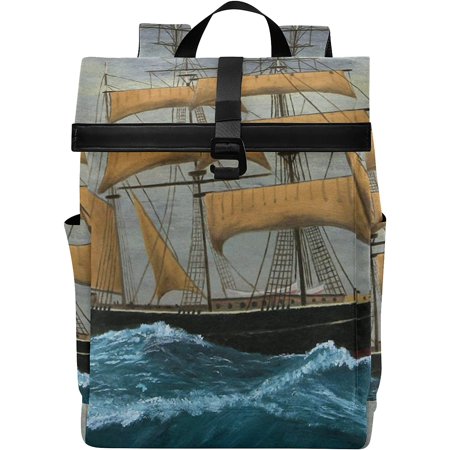 Clipper Ships At Sea Nautical Backpack Roll Top Daypack Laptop Work ...