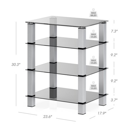 FITUEYES Luxury Gray AV Component Media Stand Audio Rack 4-Tier ...