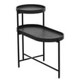 Modern 2-Tier Side Table, Metal End Table with Round Tray Top and ...