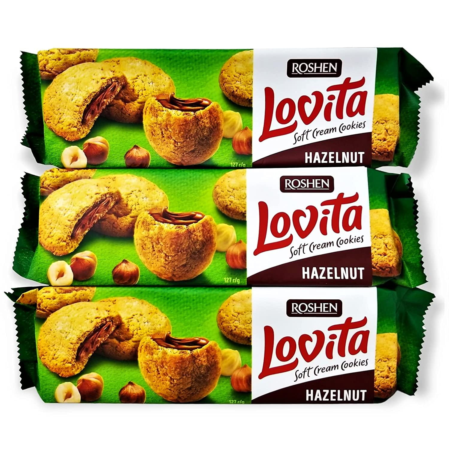 Roshen “Lovita” Butter Vanilla Soft Cookies with Hazelnut Paste Filling 4.6 oz/127 grams, Kosher ...