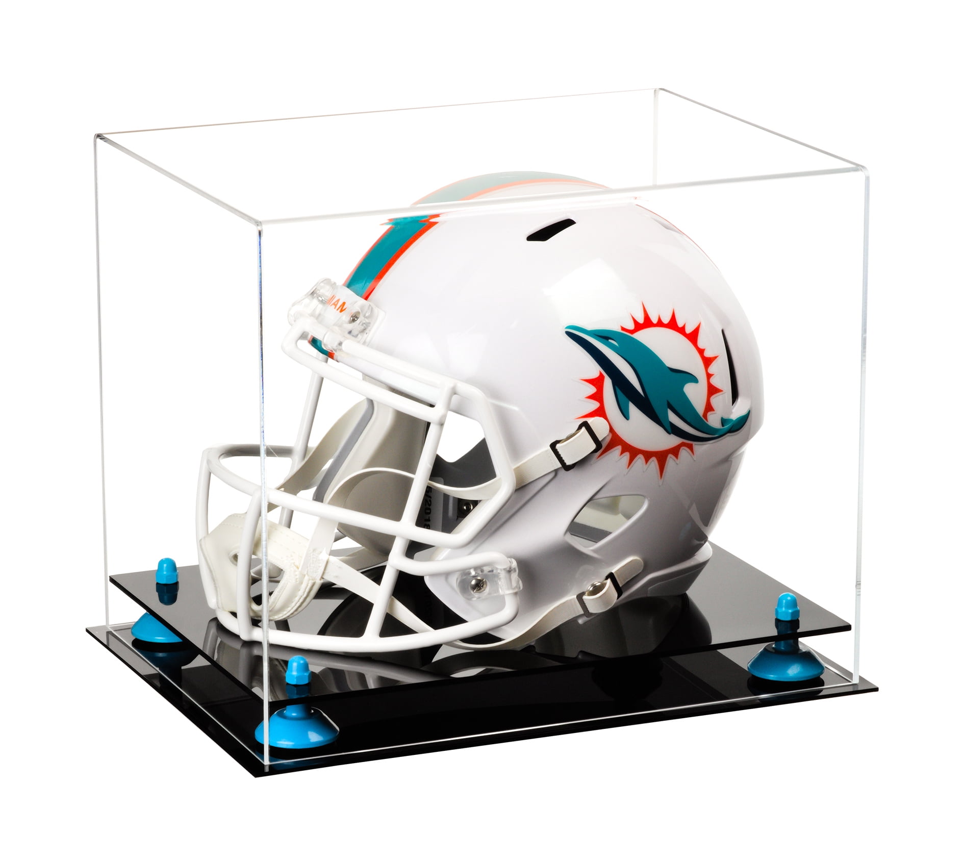 Deluxe Clear Acrylic Football Helmet Display Case with Blue Risers ...