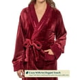 PAVILIA Soft Plush Women Fleece Robe, Burgundy Wine Red Cozy Bathrobe ...
