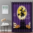 Bathroom Shower Curtain Halloween Full Moon Witch Riding Broom ...