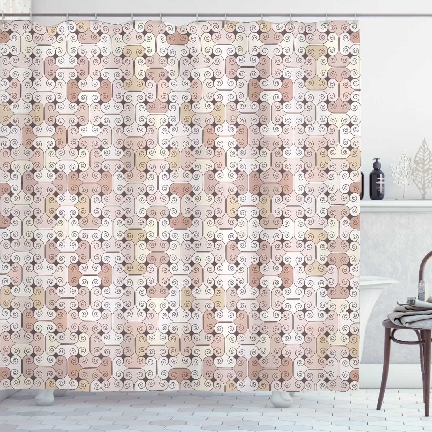 Geometric Shower Curtain, Continuous Pattern with Puzzle-Like Geometric ...