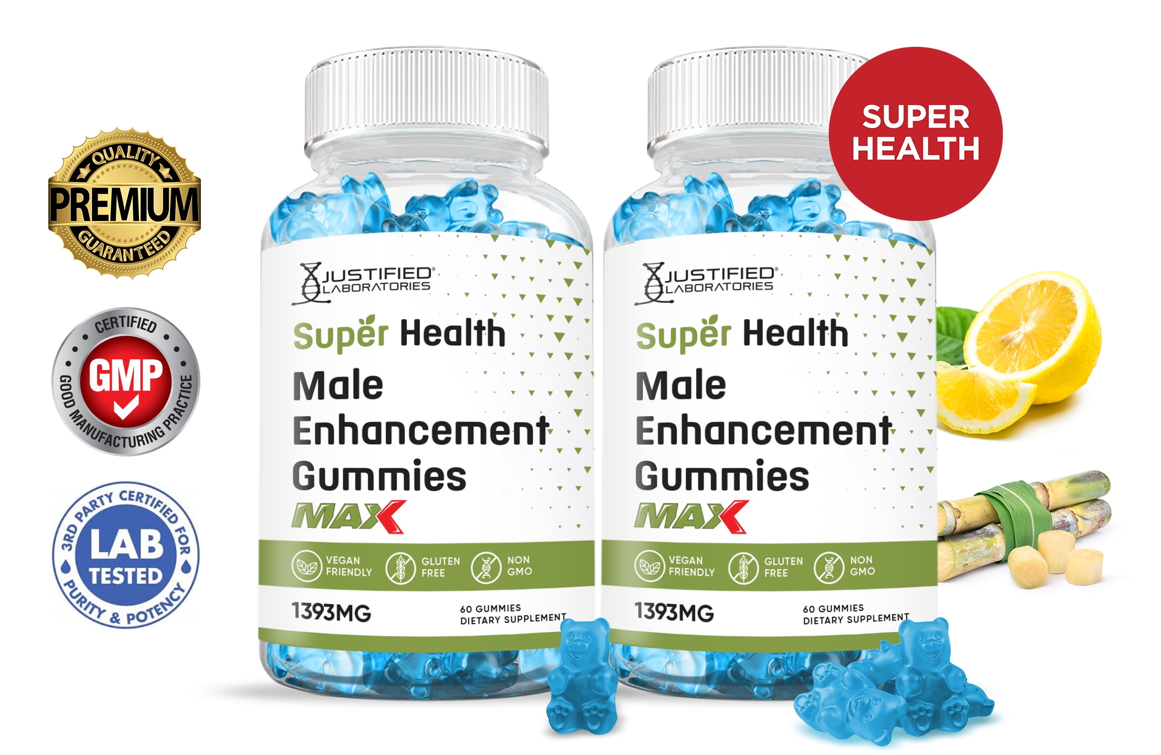 (2 Pack) Super Health Male Enhancement Max Gummies 1393MG 120 Gummys ...