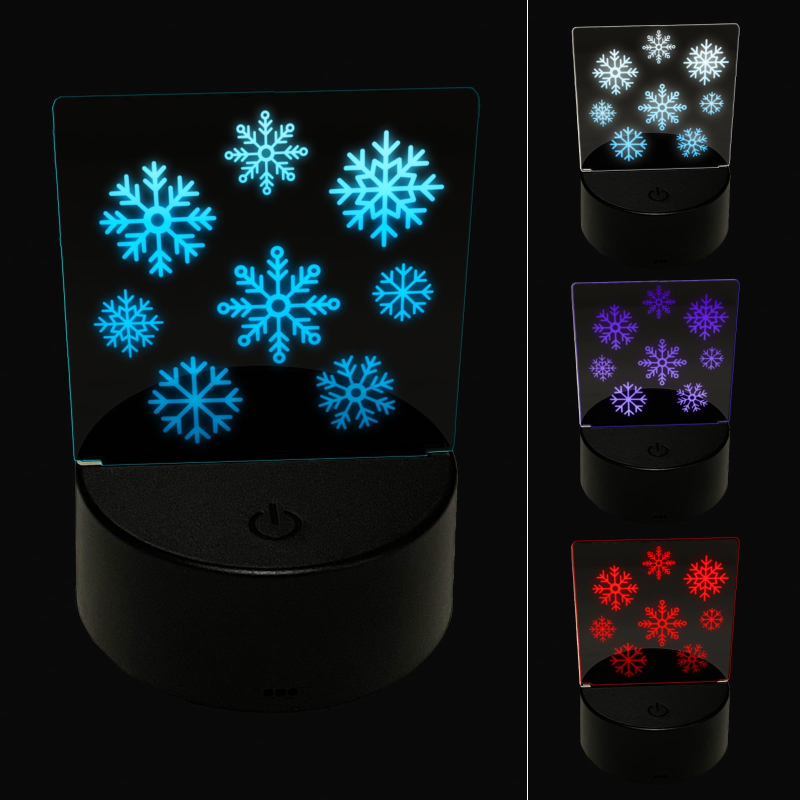 Scattered Snowflakes Winter LED Night Light Sign 3D Illusion Desk ...