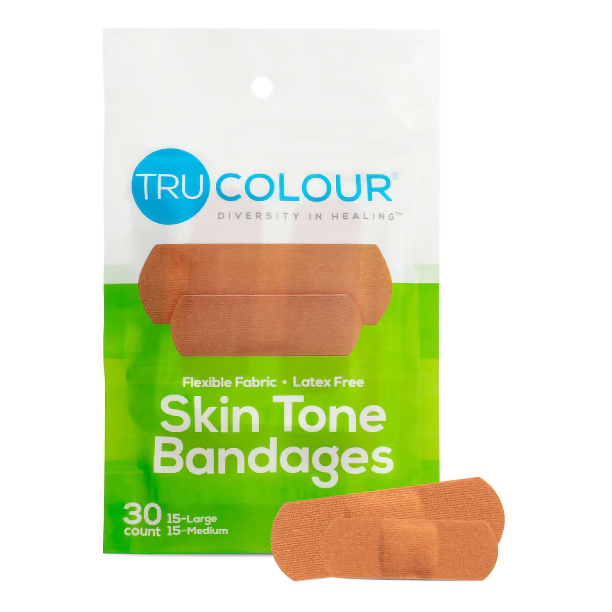 TruColour Skin Tone Bandages, Flexible Fabric, Resealable Bag - Olive ...