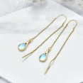 DVEATR 18k Gold plated Moonstone Threader Earrings Pull Through Earrings threader Long Chain ...