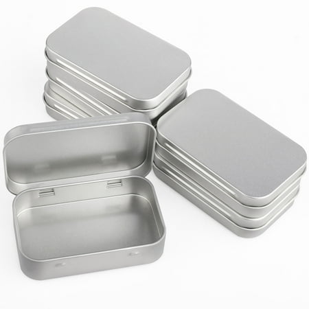 Mini Portable Metal Rectangular Empty Hinged Tins Small Storage Kit Box ...
