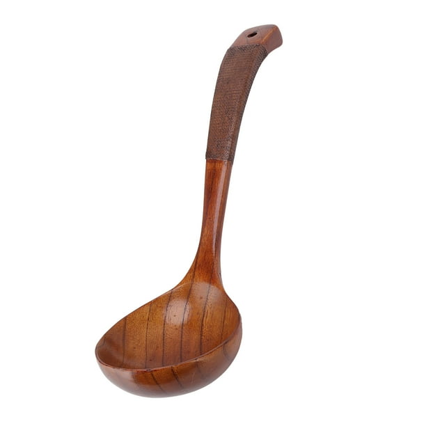 Japanese Long Curved Handle Spoon Large Round Wooden Cooking Soup Spoon ...