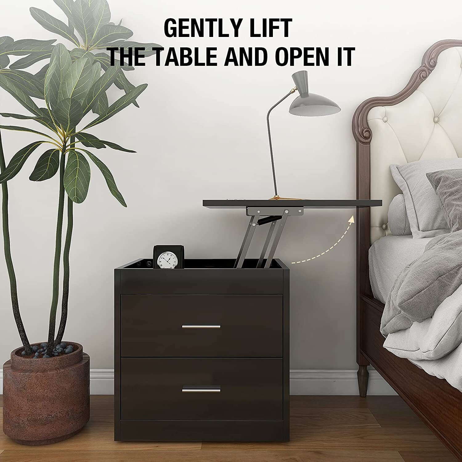 2-in-1 Adjustable Nightstand & Computer Table, Bed Stands for Small ...