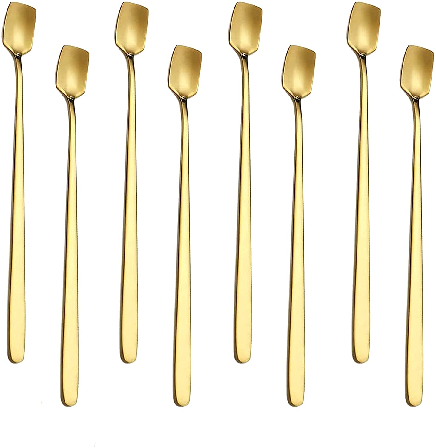 Long Handle Iced Teaspoon 8-Piece, 7-Inch Stainless Steel Mixing ...
