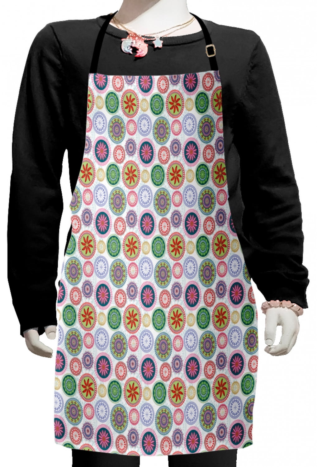 Mandala Kids Apron, Ornamental Different Floral Motifs in Circular ...