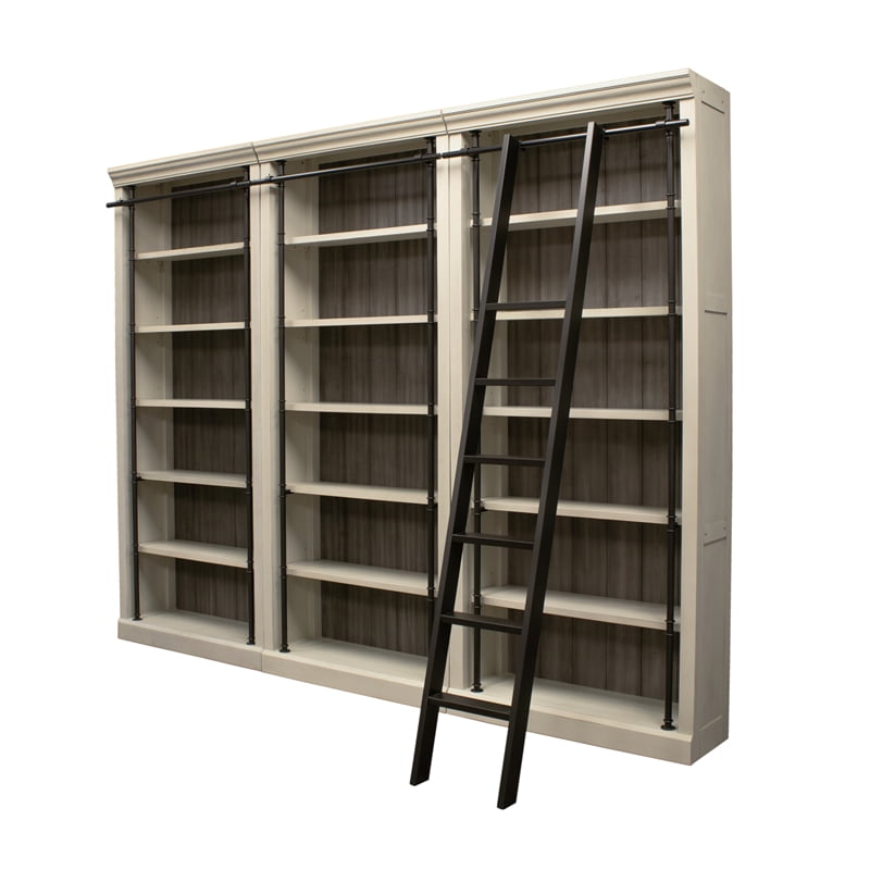 Fully Assembled 8" Tall Bookcase Wall With Ladder Wood Bookcase White ...