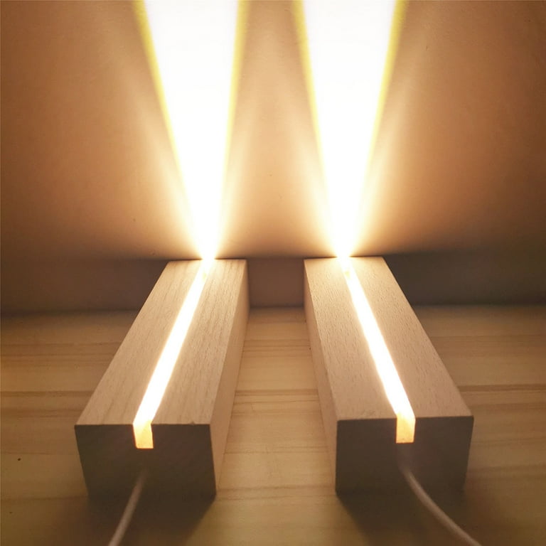 Crystal Led Light Square Wood Base